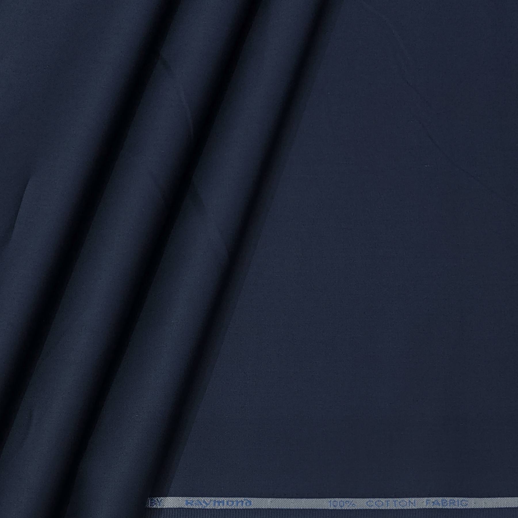 Shirt Fabric Raymond 70s Giza Cotton Plain Colour Dark Blue - ManTire